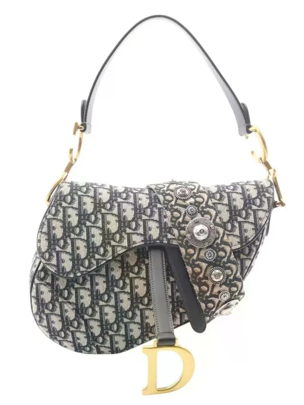 Dior Oblique Canvas Saddle Shoulder Bag - Blue