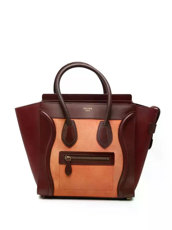 Celine 2014 Micro Bicolor Calfskin Luggage Tote Bag - Orange