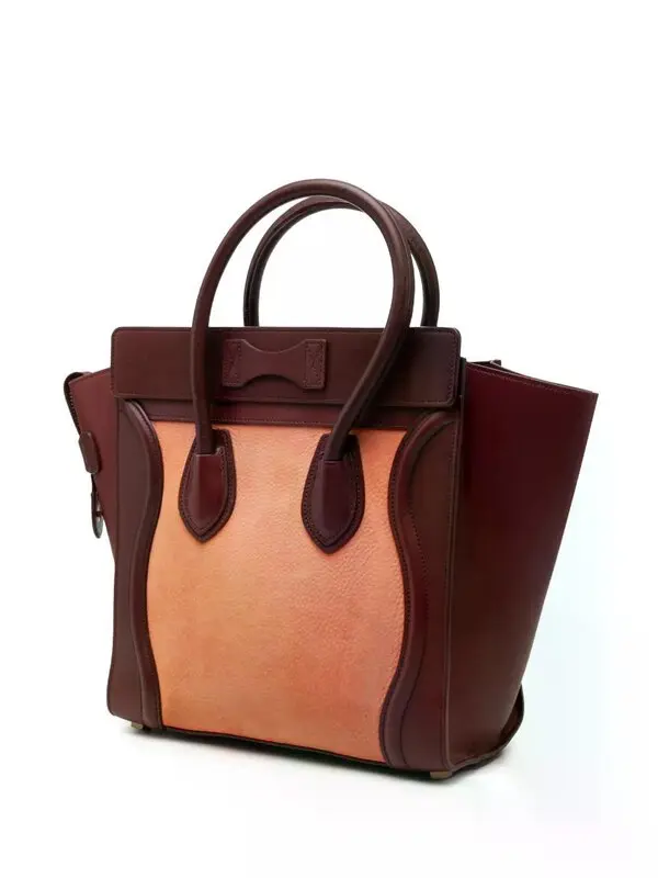 Celine 2014 Micro Bicolor Calfskin Luggage Tote Bag - Orange