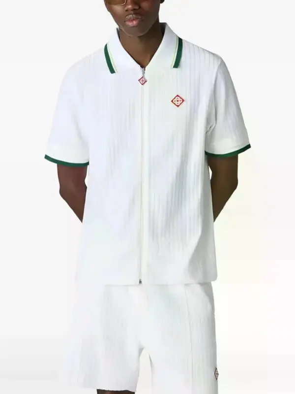 Casablanca Ribbed Zip-up Short-sleeve Shirt