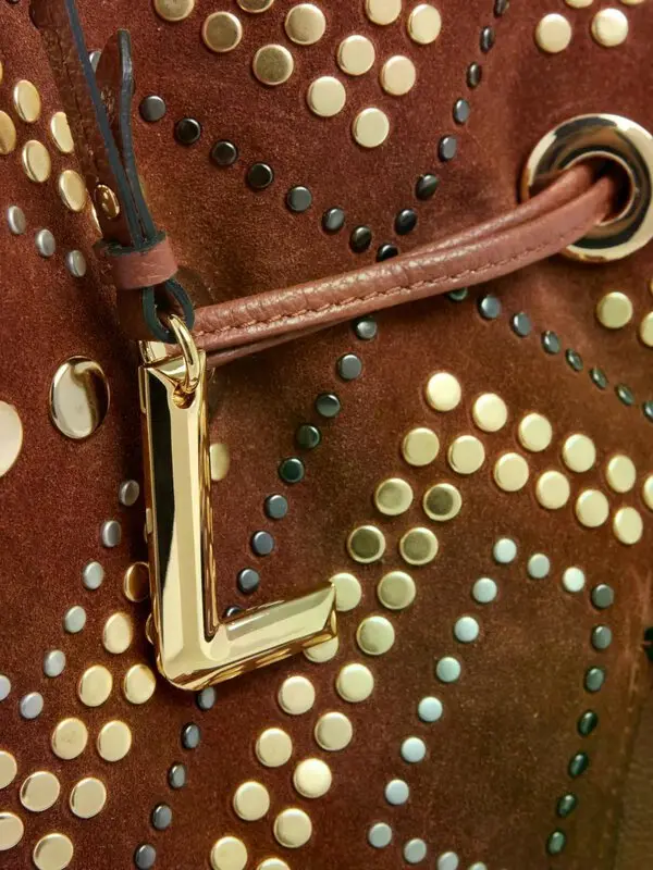 LANCEL Medium Premier Flirt Studded Bucket Bag - Brown