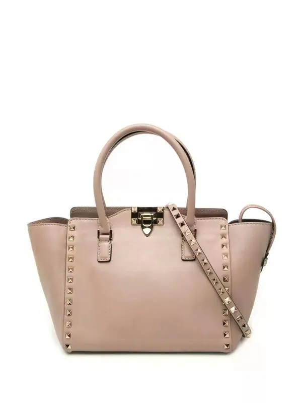 Valentino Garavani Rockstud Leather Double Handle Tote Satchel