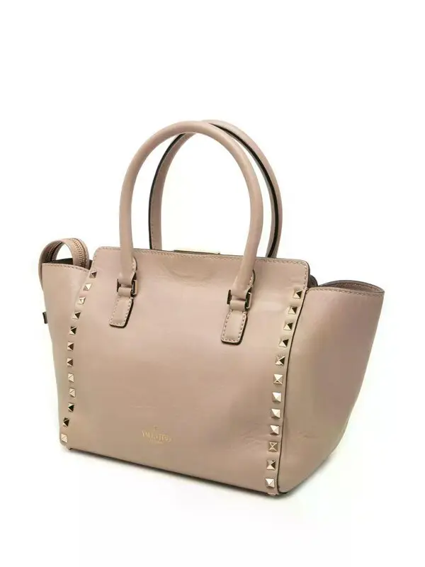 Valentino Garavani Rockstud Leather Double Handle Tote Satchel