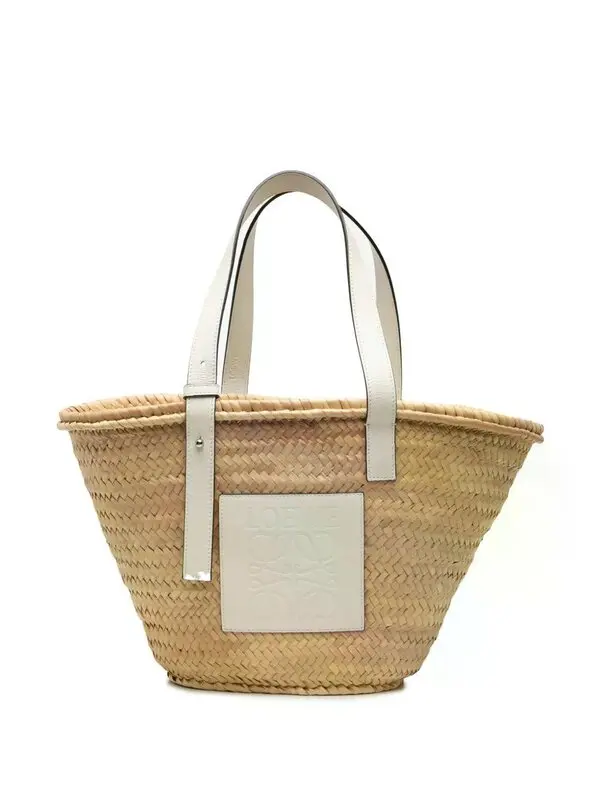 Loewe Raffia Anagram Basket Tote Bag - White
