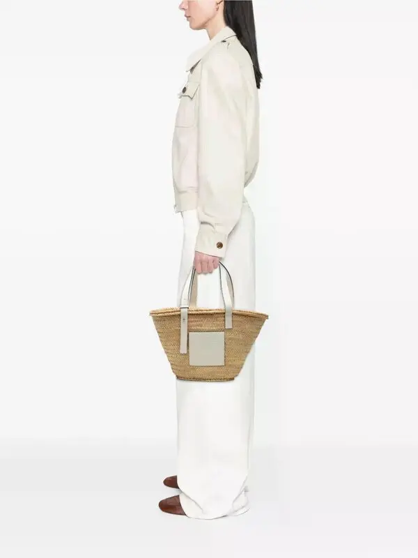 Loewe Raffia Anagram Basket Tote Bag - White