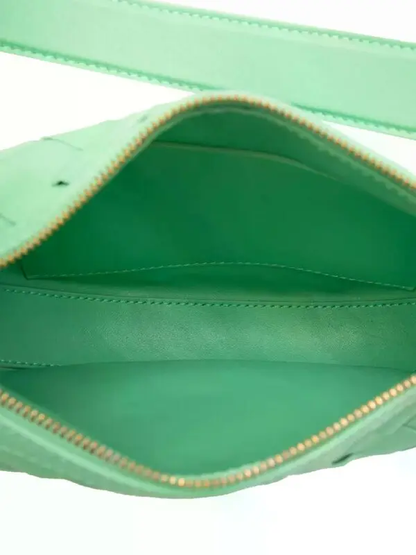 Bottega Veneta Mini Leather Intrecciato Sunrise Hobo Shoulder Bag - Green
