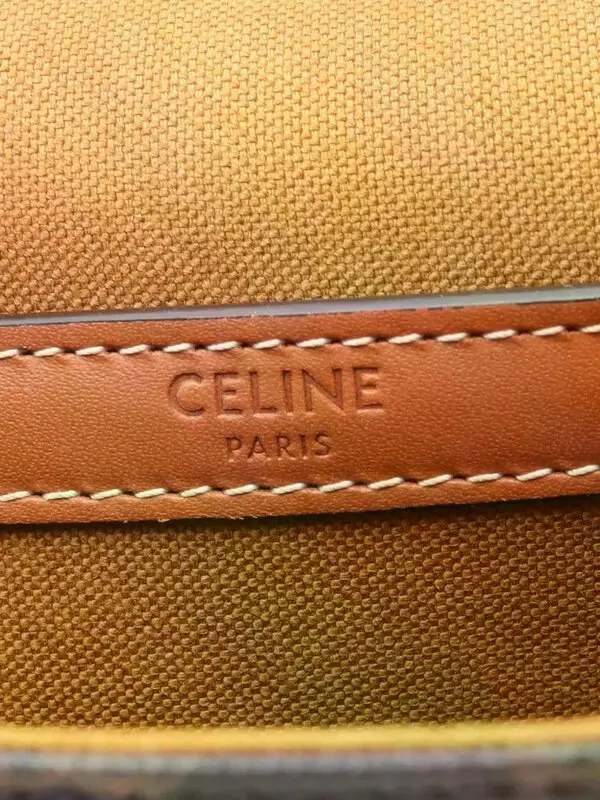 Celine Medium Triomphe Coated Canvas Folco Crossbody Bag - Brown