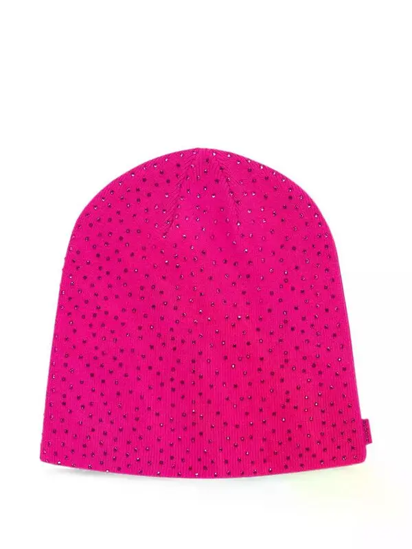 SP5DER Skully Rhinestone Beanie Hat - Pink