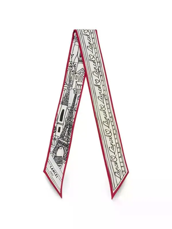 LANCEL Paris A La Fenetre Printed Biface Headband - White