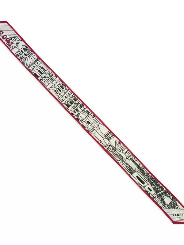 LANCEL Paris A La Fenetre Printed Biface Headband - White