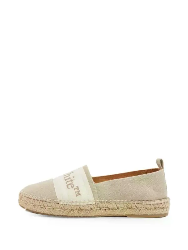 Off-White Embroidered Canvas Espadrilles