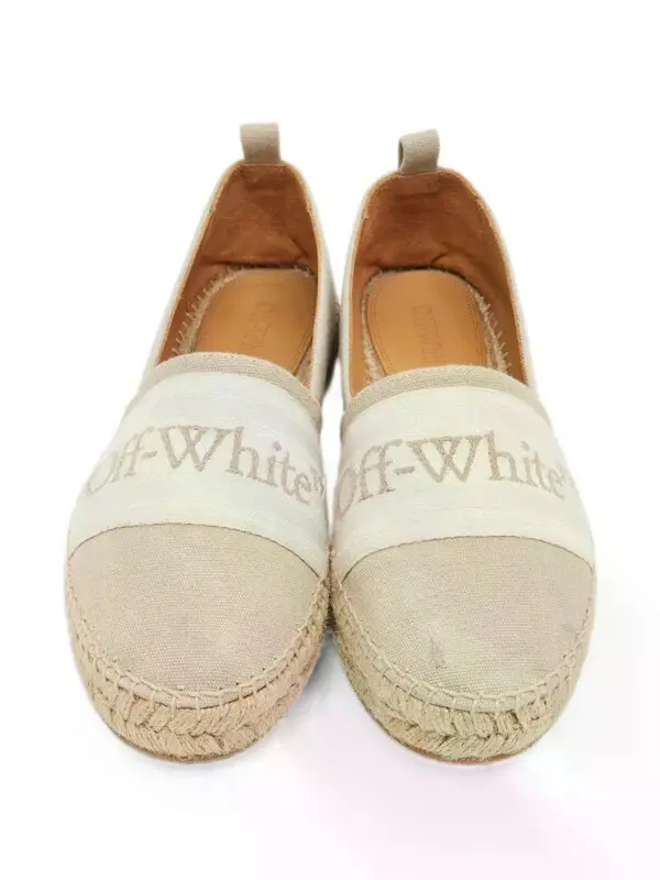 Off-White Embroidered Canvas Espadrilles