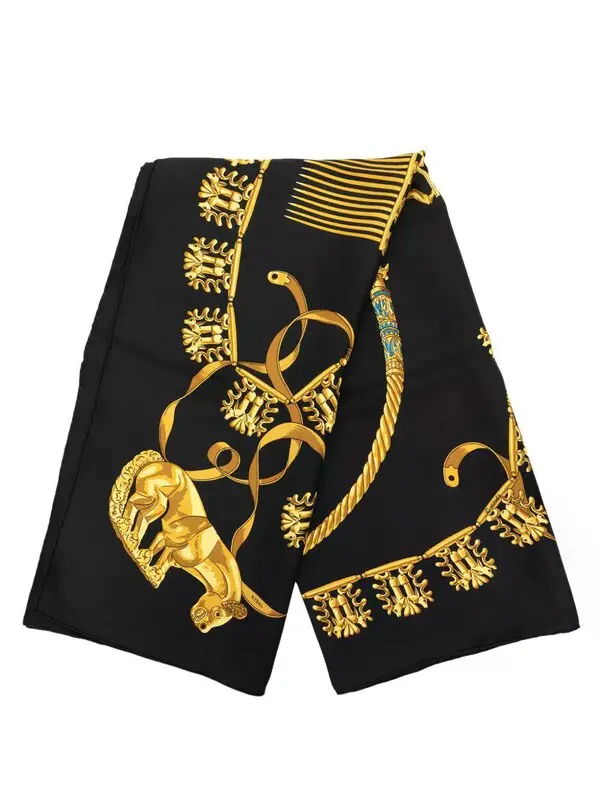 Hermès 20th Century Les Cavaliers D Or Silk Scarf 90 Scarves - Black