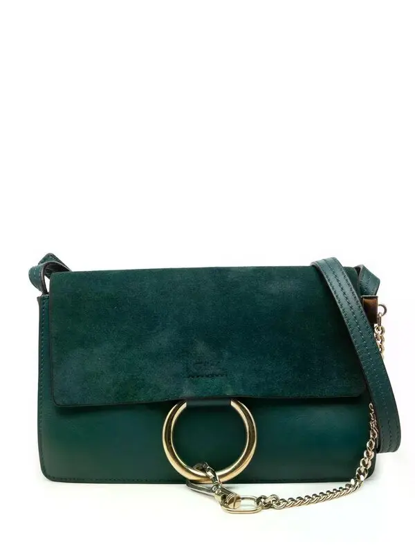 Chloé Faye Crossbody Bag In Suede And Calfskin - Green