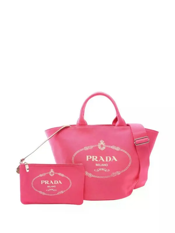 Prada Canvas Canapa Logo Satchel - Pink