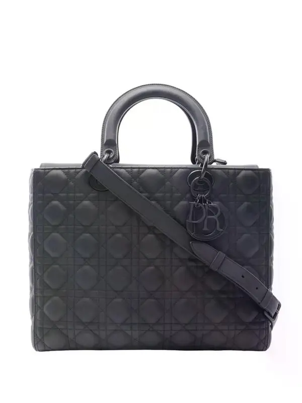 Dior Large Ultra Matte Calfskin Cannage Lady Satchel - Black