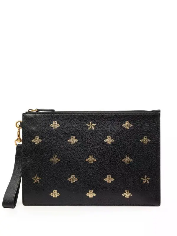 Gucci Calfskin Bee Star Clutch Bag