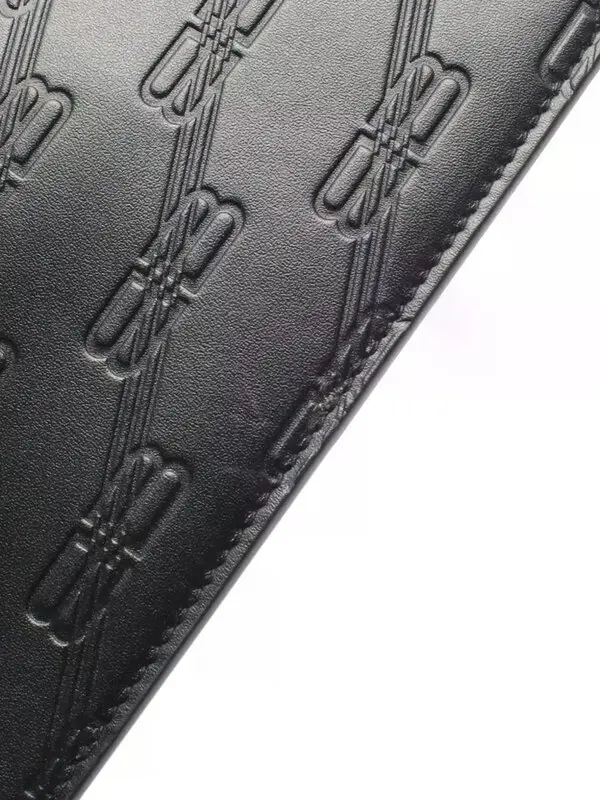 Balenciaga Bb Monogram Embossed Leather Wristlet Clutch Bag