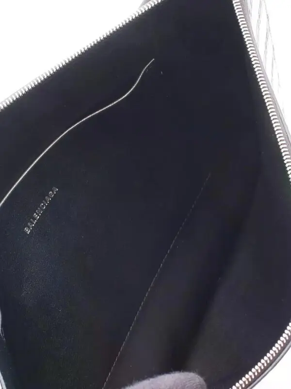 Balenciaga Bb Monogram Embossed Leather Wristlet Clutch Bag