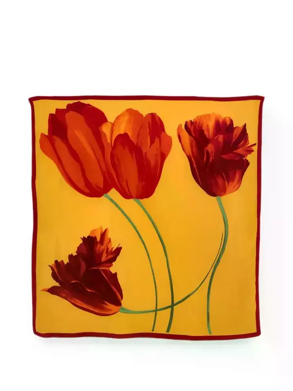 Vintage Floral-print Scarf - Yellow