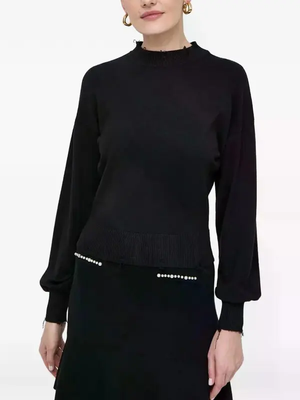 SILVIAN HEACH Mock Neck Distressed Detail Sweater