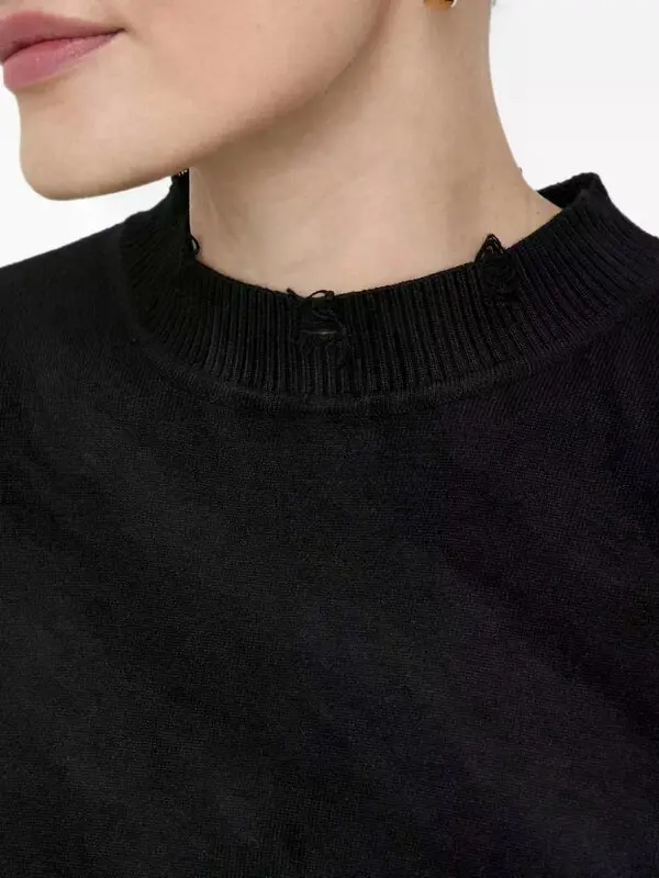 SILVIAN HEACH Mock Neck Distressed Detail Sweater