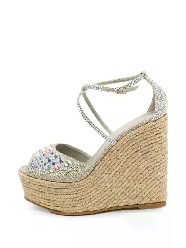 LE SILLA Crystal Embellished Espadrille Wedge Sandals