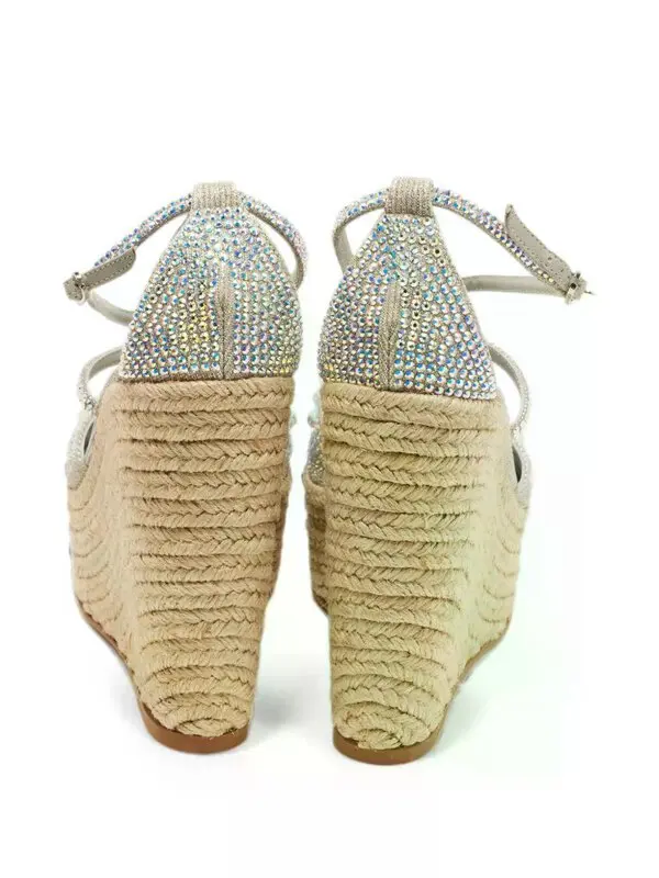 LE SILLA Crystal Embellished Espadrille Wedge Sandals