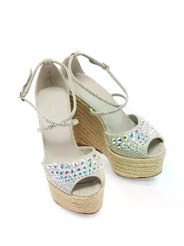 LE SILLA Crystal Embellished Espadrille Wedge Sandals
