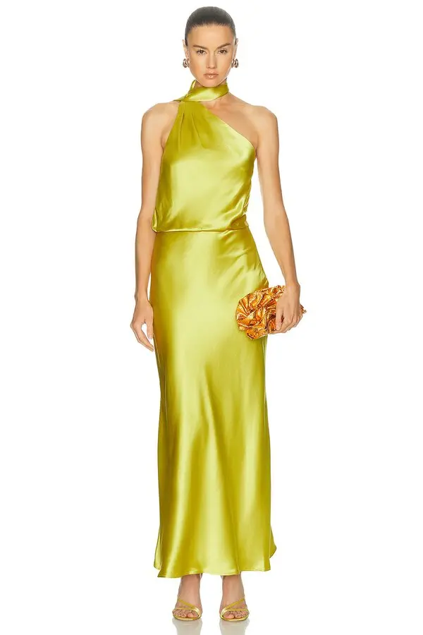 Staud Estelle Dress In Yellow - Citron