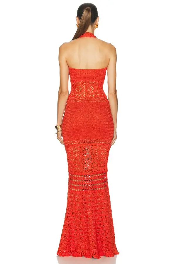 Retrofete Peggie" Crochet Metallic Maxi Dress