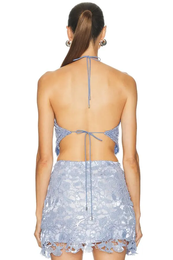 Retrofete Eaves Sequin Top In Blue