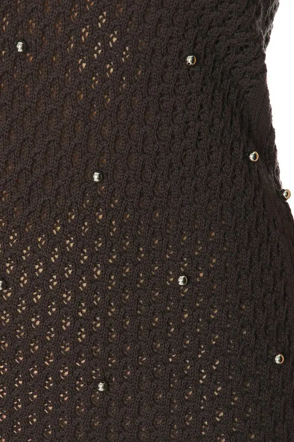 Staud Isola Dress Crochet Knit With Bead Embellishments