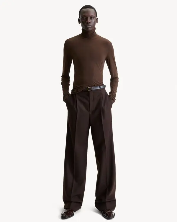 Saint Laurent Fluid Pants In Brushed Wool Flannel