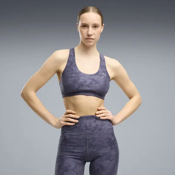 PUMA Cloudspun Printed Sports Bra - Gray