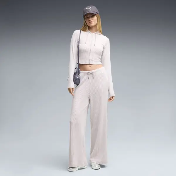 PUMA Essentials Ribbed Wide Leg Pants - Pink