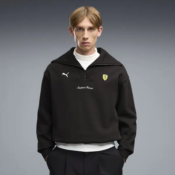 PUMA Scuderia Ferrari Half-zip Fleece Crew Sweatshirt - Black