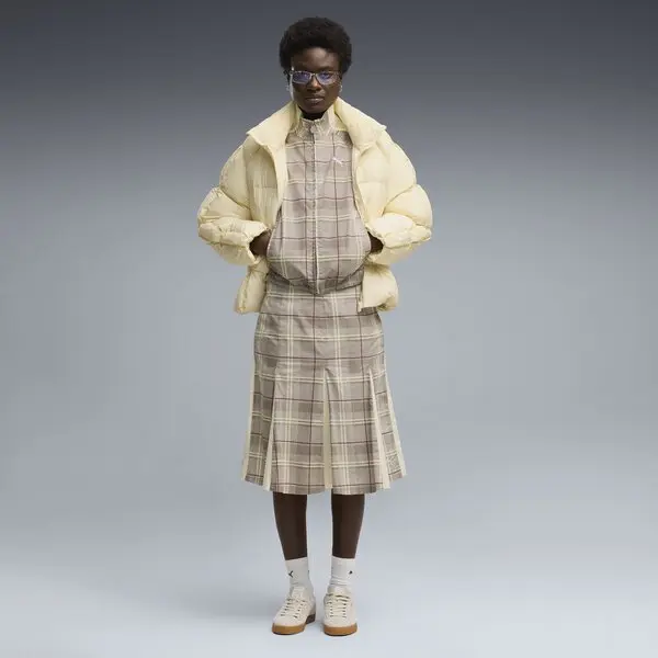 PUMA T7 Pleated Tartan Midi Skirt