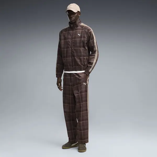 PUMA T7 Relaxed Tartan T7 Track Pants - Brown