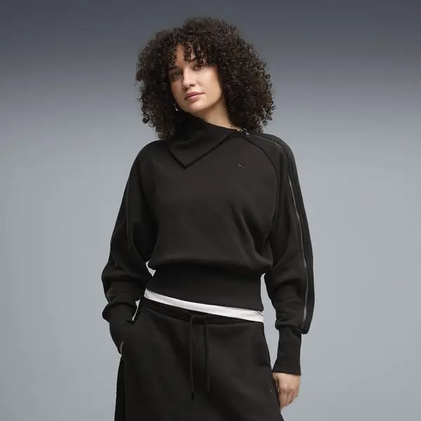 PUMA T7 Asymmetrical Zip Sweatshirt - Black
