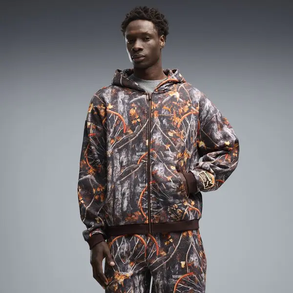 PUMA Dylan Wildcat Zip-up Basketball Hoodie - Brown