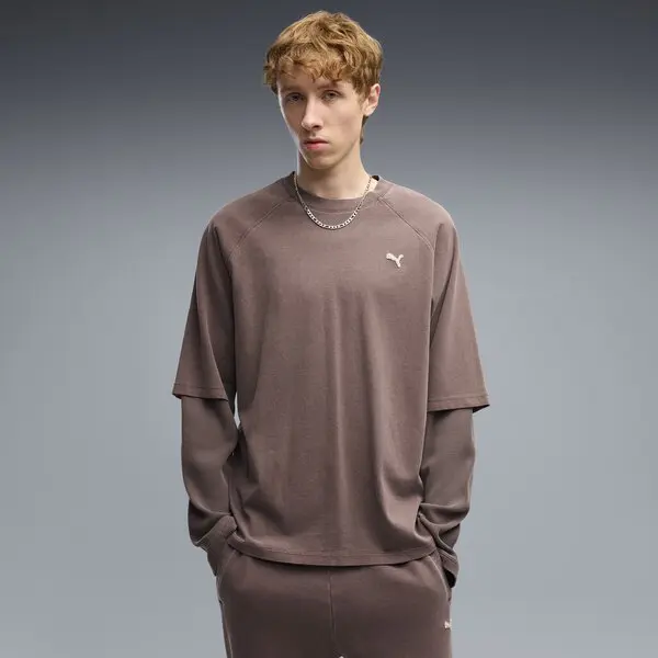 PUMA Essentials Double Layer Long Sleeve T-shirt - Brown