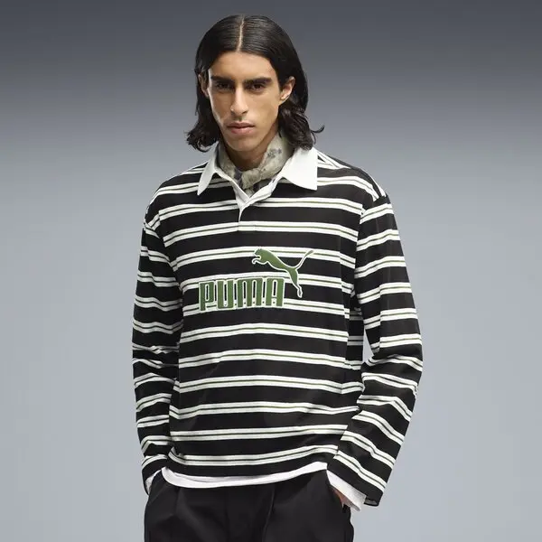 PUMA Elevated Essentials Relaxed Rugby Polo Shirt - Black