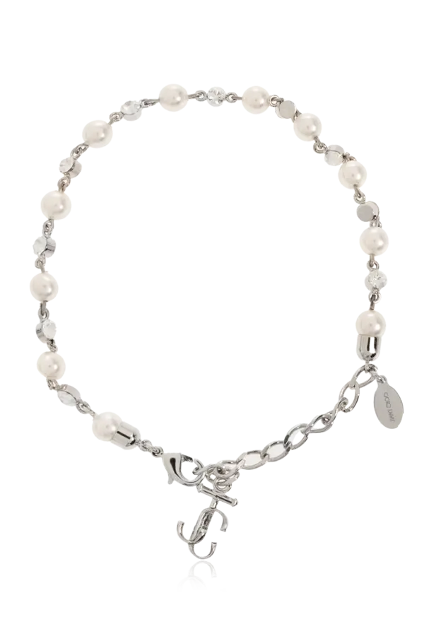 JIMMY CHOO Chain Anklet With Pearl And Crystal Embellishments