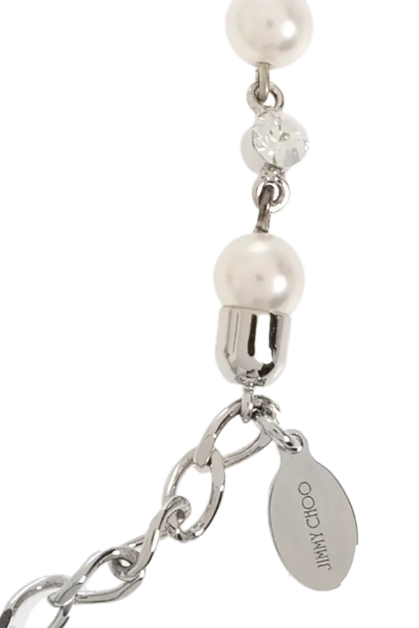 JIMMY CHOO Chain Anklet With Pearl And Crystal Embellishments