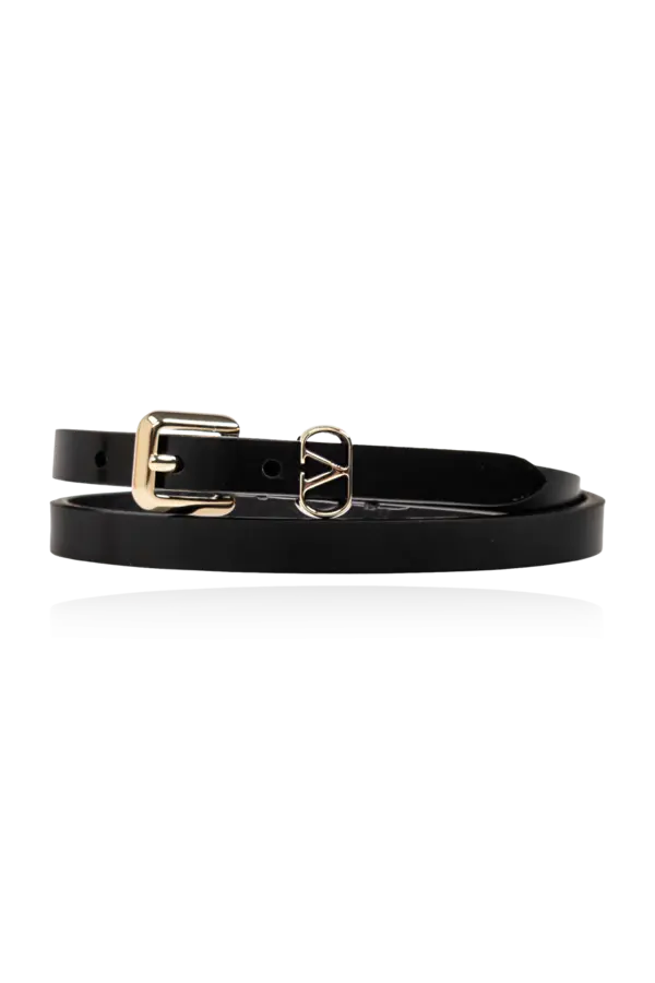 Valentino Garavani Leather Wrap Bracelet With Buckle Detail - Black