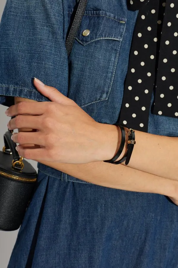 Valentino Garavani Leather Wrap Bracelet With Buckle Detail