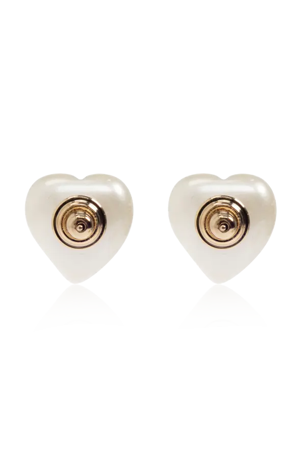 Valentino Garavani Crystal Monogram Heart Stud Earrings