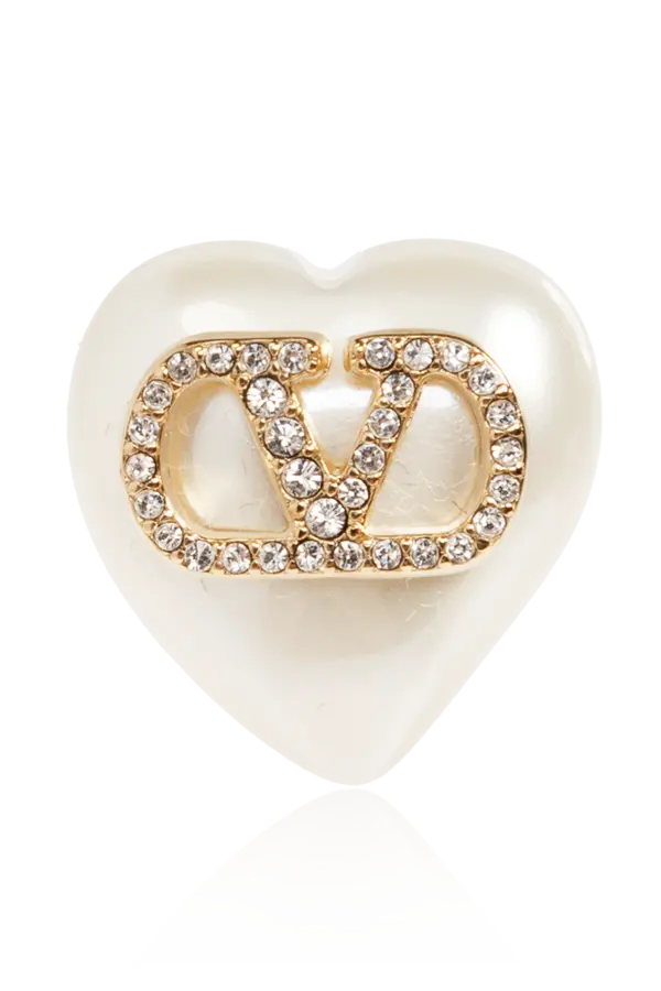 Valentino Garavani Crystal Monogram Heart Stud Earrings