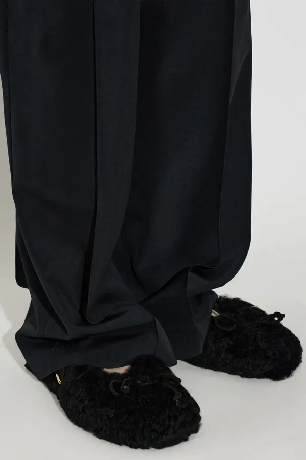 Marni Fur Ballerinas With Gold Buckle